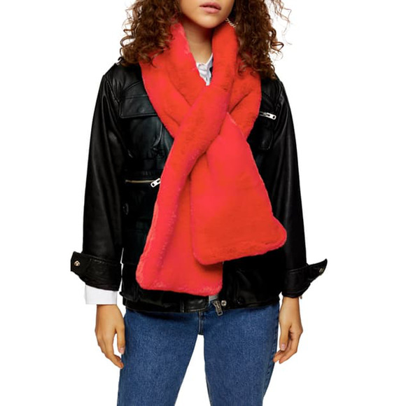 Topshop | Accessories | Topshop Faux Fur Plush Pull Through Winter ...